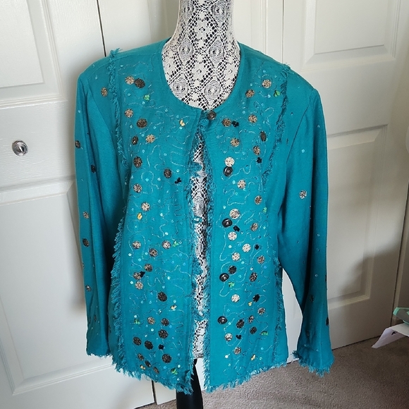 Alex Kin | Jackets & Coats | Alex Kin Elegant Teal Embellished Womens ...